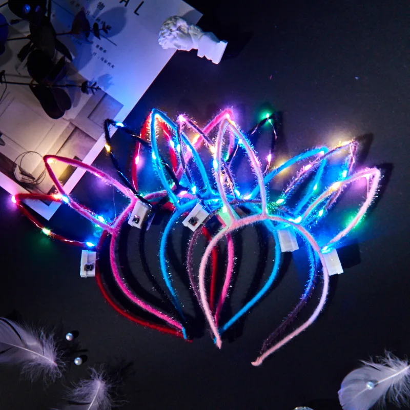 Led Rabbit Toy Plush Flashing Concert Headband Rabbit Ear Headband ...