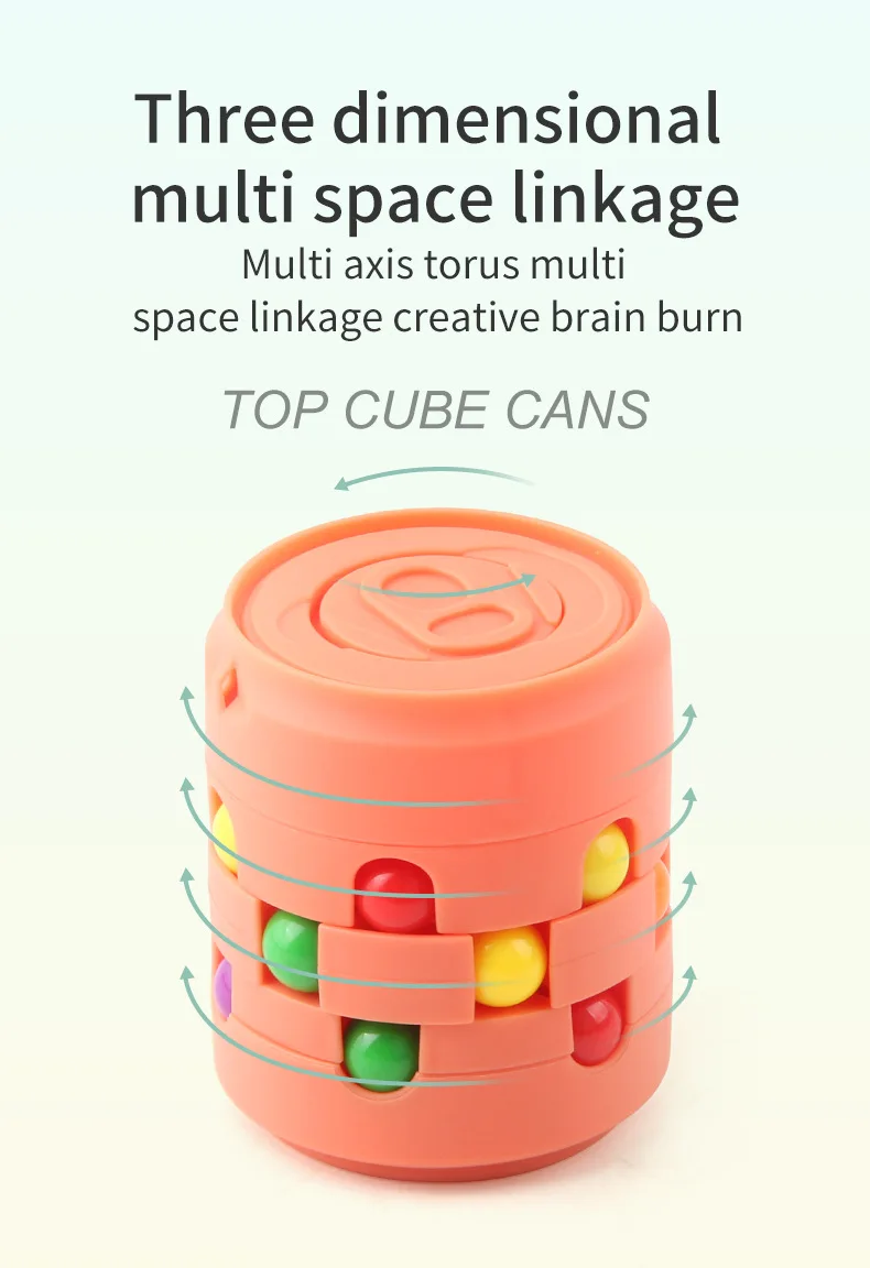 Kids Magic Bean Rotating Fidget Toy - Stress Relief Mini Cube