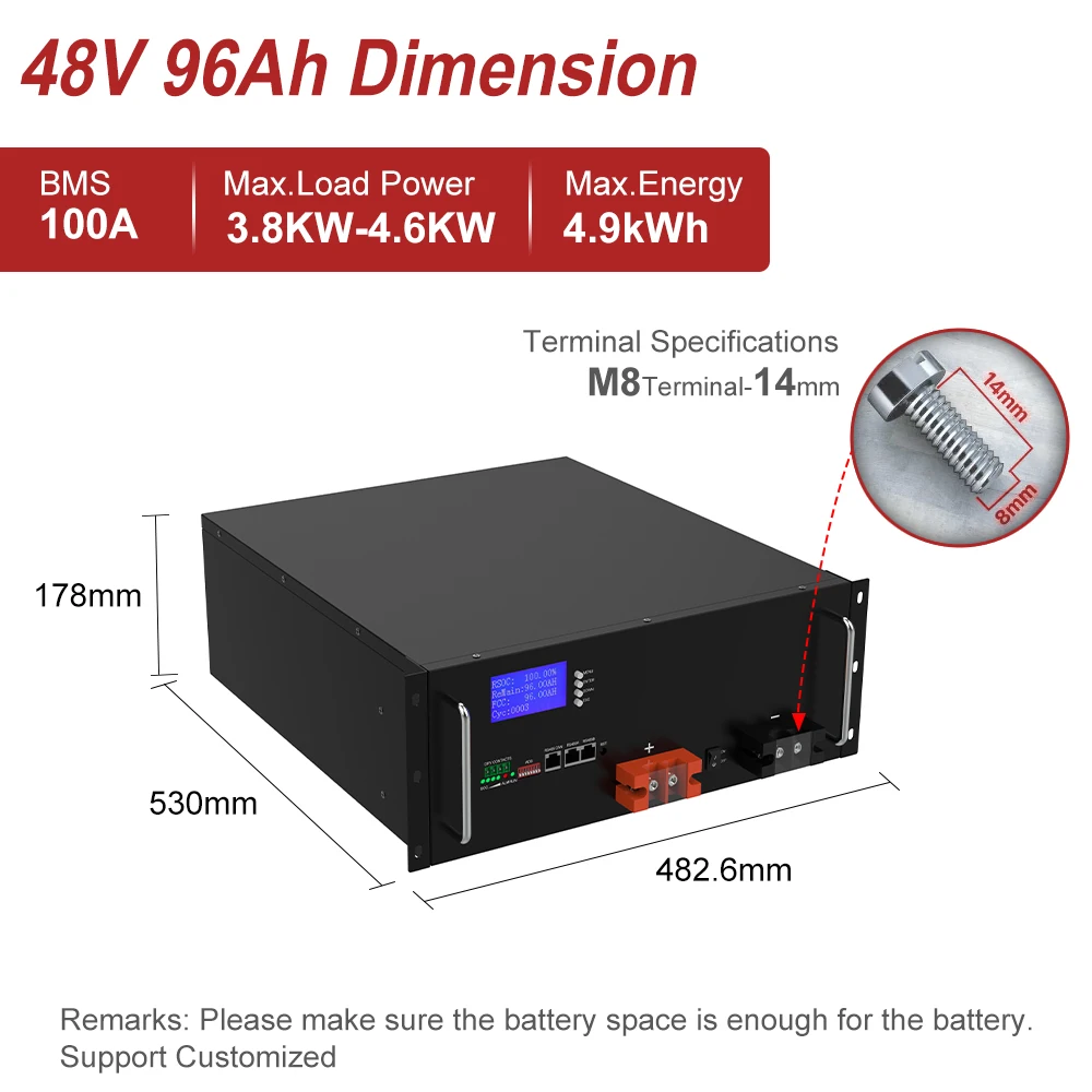 YABO 10kwh-50kwh Lifepo4 Batteries - Stackable & Rack-mounted