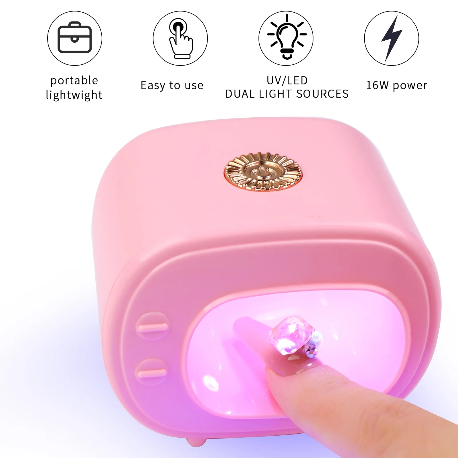 16w Portable Mini Uv Led Tv Nail Lamp - Buy Nail Lamp Led,Uv Led Nail ...