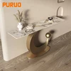 Puruo Luxury Hallway Turkish Sliver Gold Metal Console Stainless Steel ...