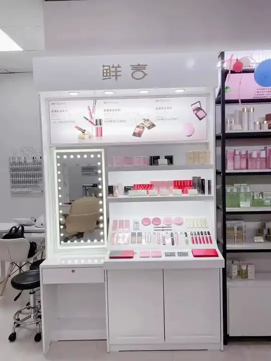 Hot Sale Acrylic Cosmetic Wall Cabinet With Lights Makeup Display ...