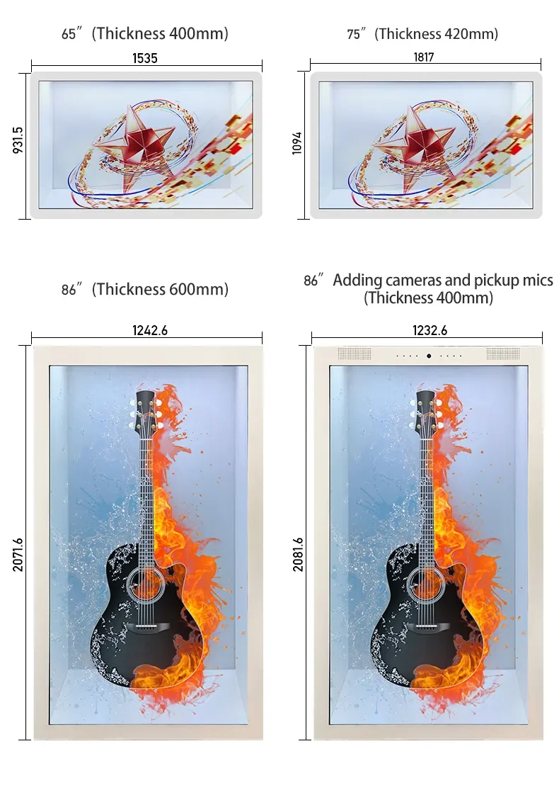 Custom 32-98 Inch 3d Holographic Showcase Transparent Lcd Display Box ...