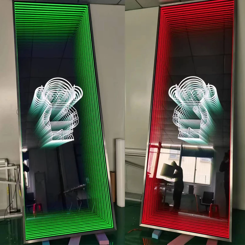 Modern Design Infinity Mirror Large Size LED 3D Mirror Floor for Bathroom Anti-Fog Feature for ...