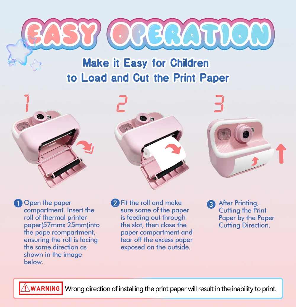 Kids Children's Label Instant Mini Printers Camera Portable Printing ...