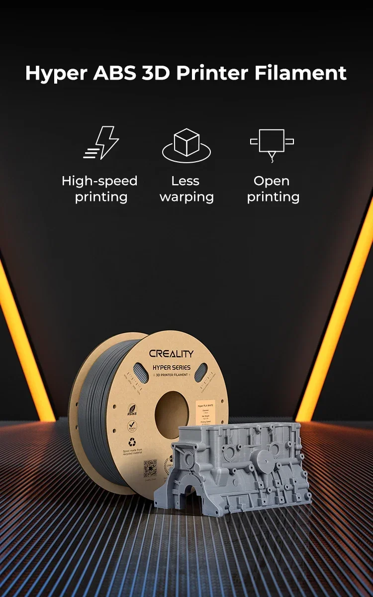 Creality Hyper ABS 3D Printer Filament Convenient Open Printing 3 Rolls ...
