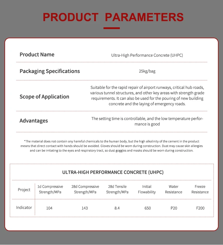 High Performance Industrial Grade UHPC Premixed Concrete for Site ...