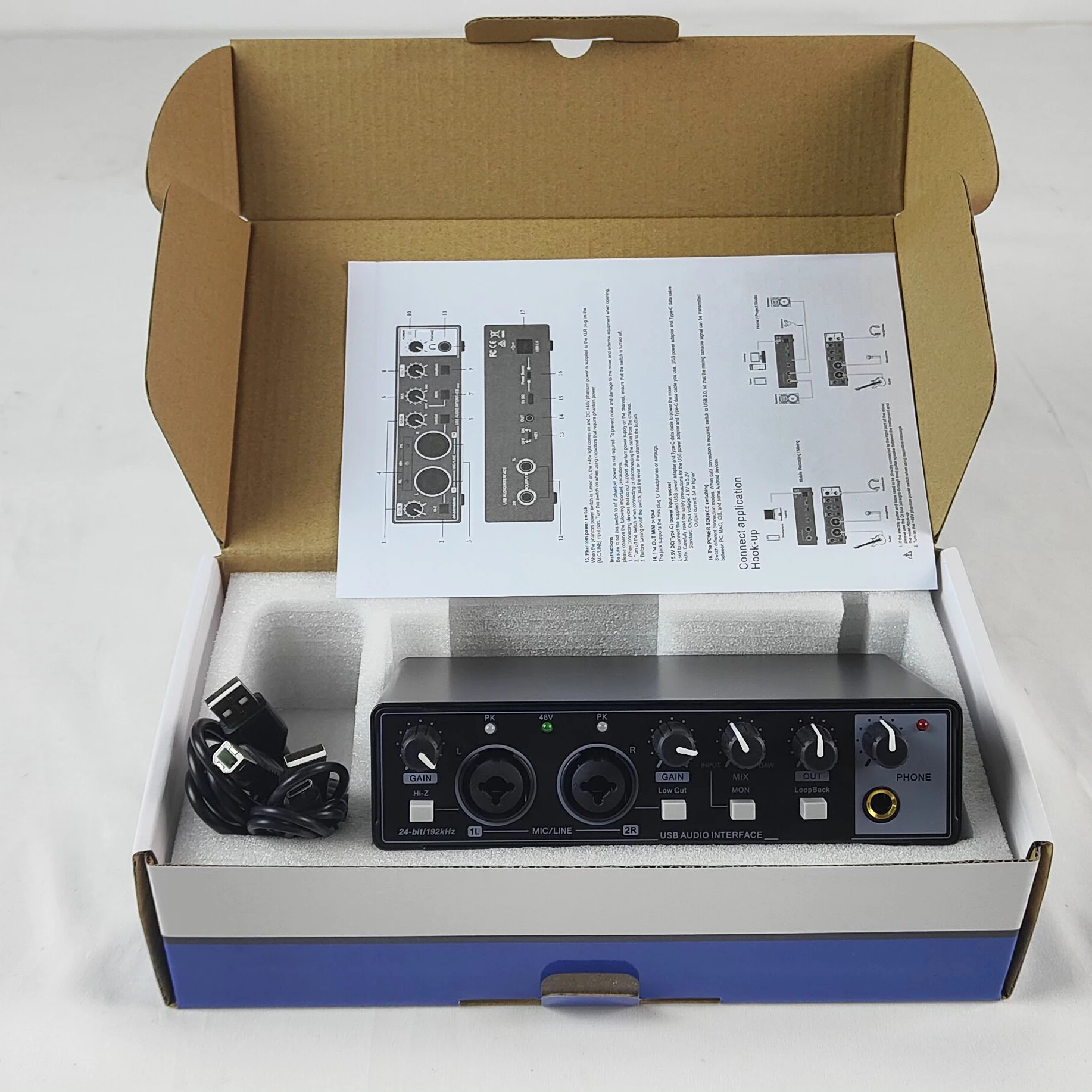 Gax-md22 Professional Audio Interface 2 In 2 Out Computer Recording ...