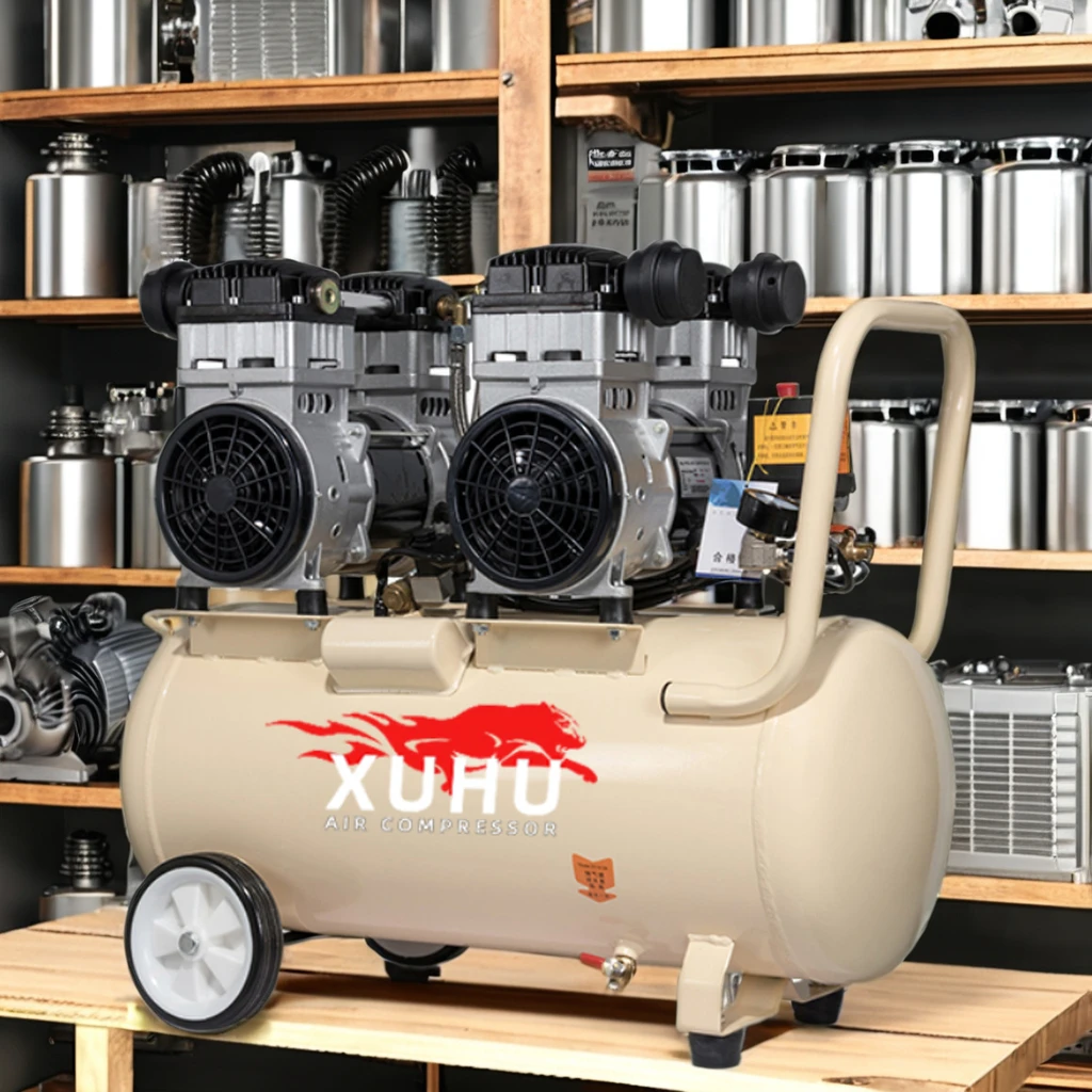 Portable 1100w*2 60l Low Noise Industrial Oil-free Air Compressor Pump ...