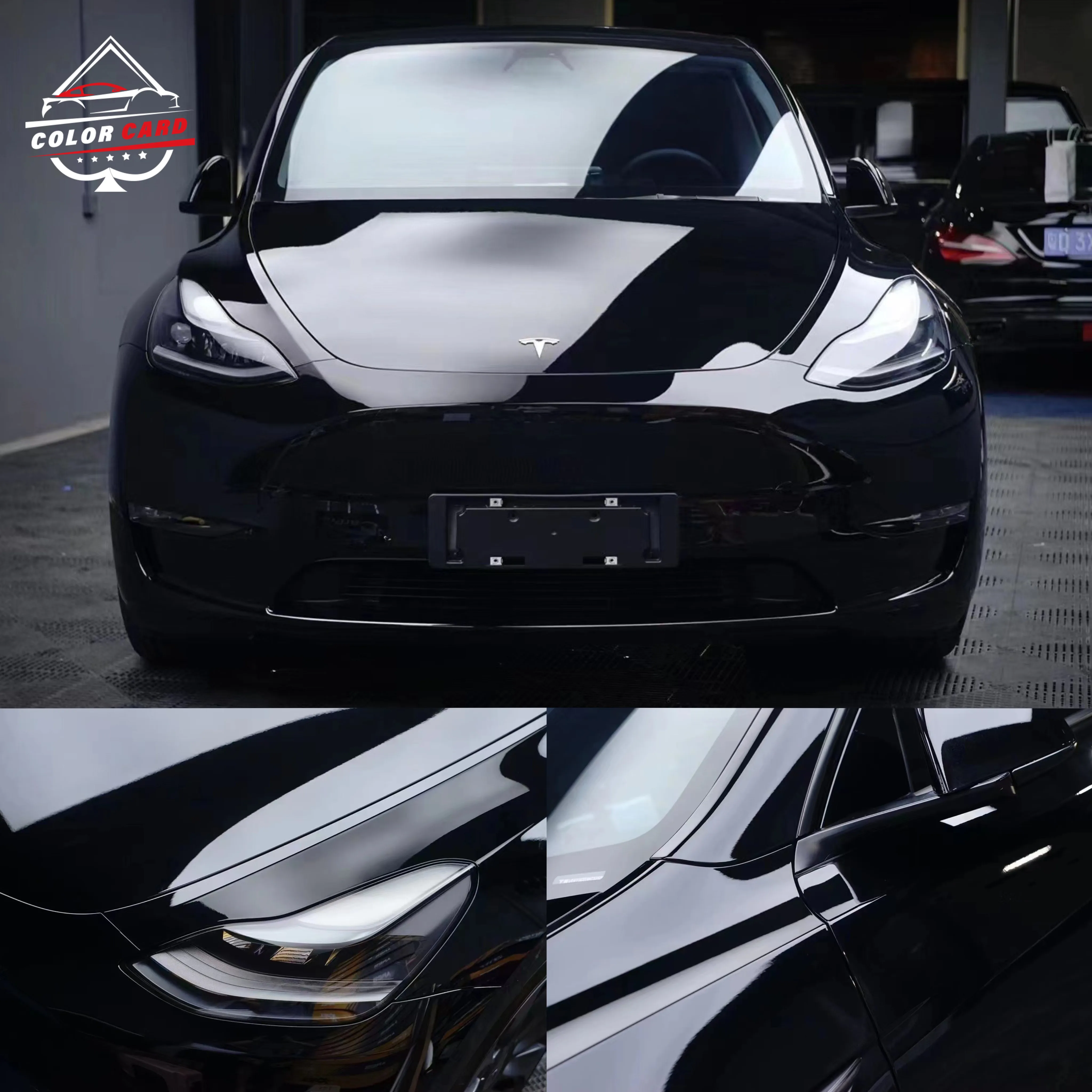 1.52*18m Fixable Crystal Super Gloss Piano Black Vinyl Pet Backing Auto ...