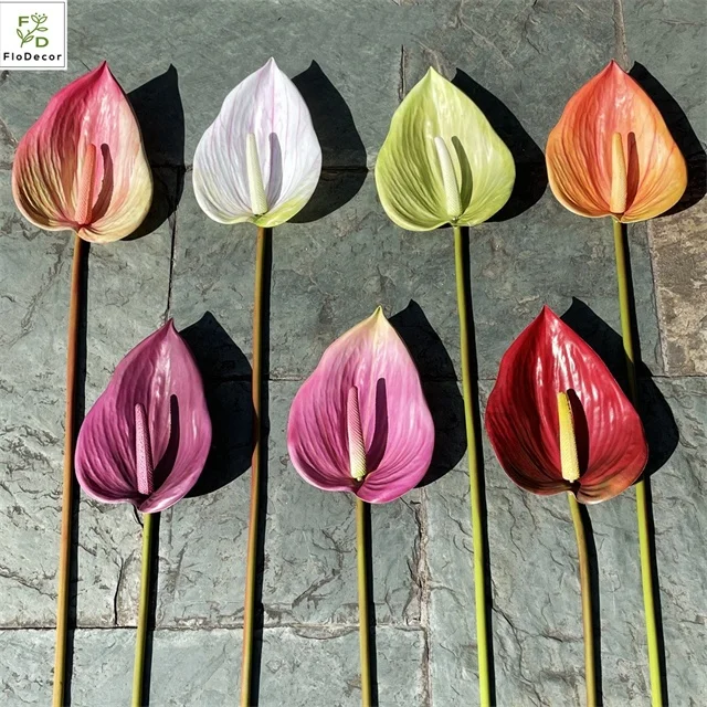 Wholesale Single Stem Artificial Plastic Anthurium Flowers Real Touch ...