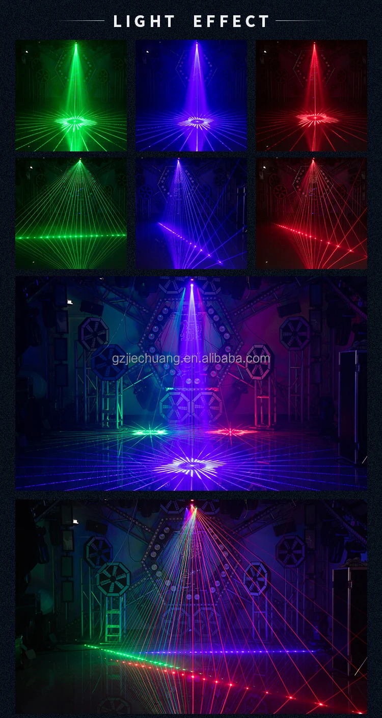 JC LIGHT - Laser Effect Light 6 Head Rotating RGB DJ Disco