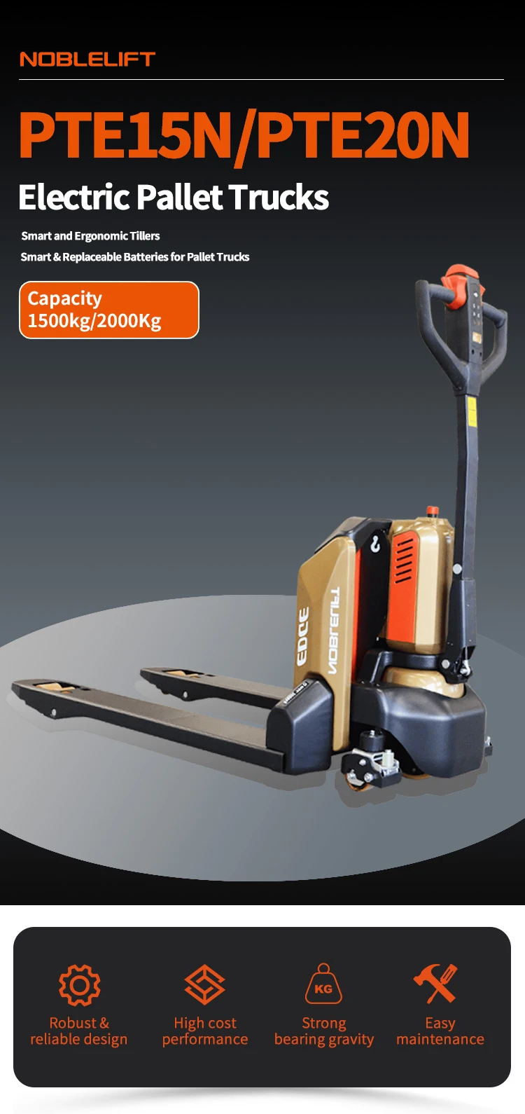 2 Ton and 1.5 Ton Electric Forklift Trucks by NOBLELIFT