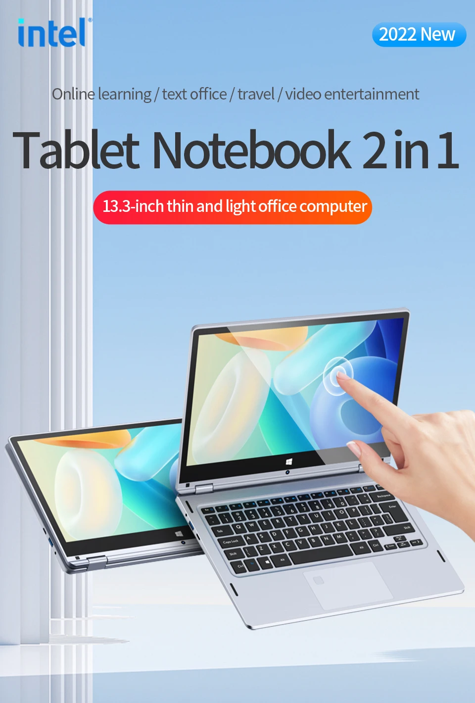 360 Degree Rotary Touch Screen Laptop 13.3 Inch Ips Screen Business ...