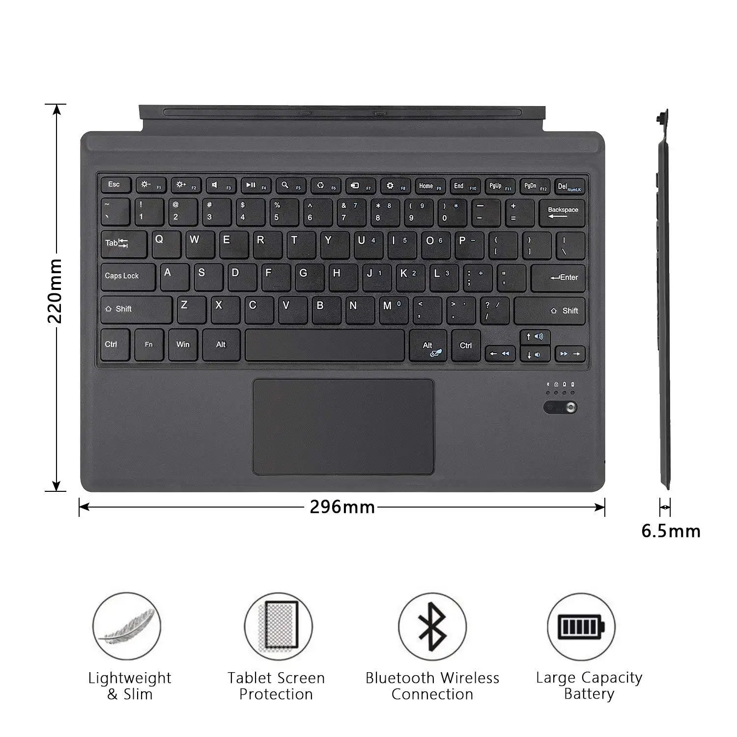 Wireless Keyboard Backlit Keyboard for Microsoft Surface Pro 4 5 6 7 ...