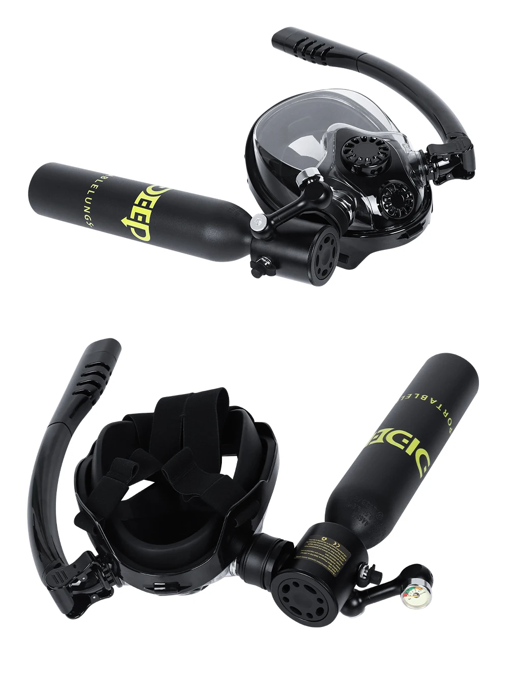 DIDEEP 0.5L Scuba Diving Lung Mini Tank with Full Face Mask