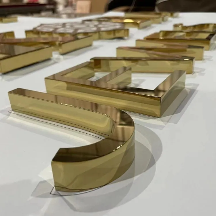 Custom Metal Letter Titanium 3d Gold Mirrored Stainless Steel Shop Sign ...