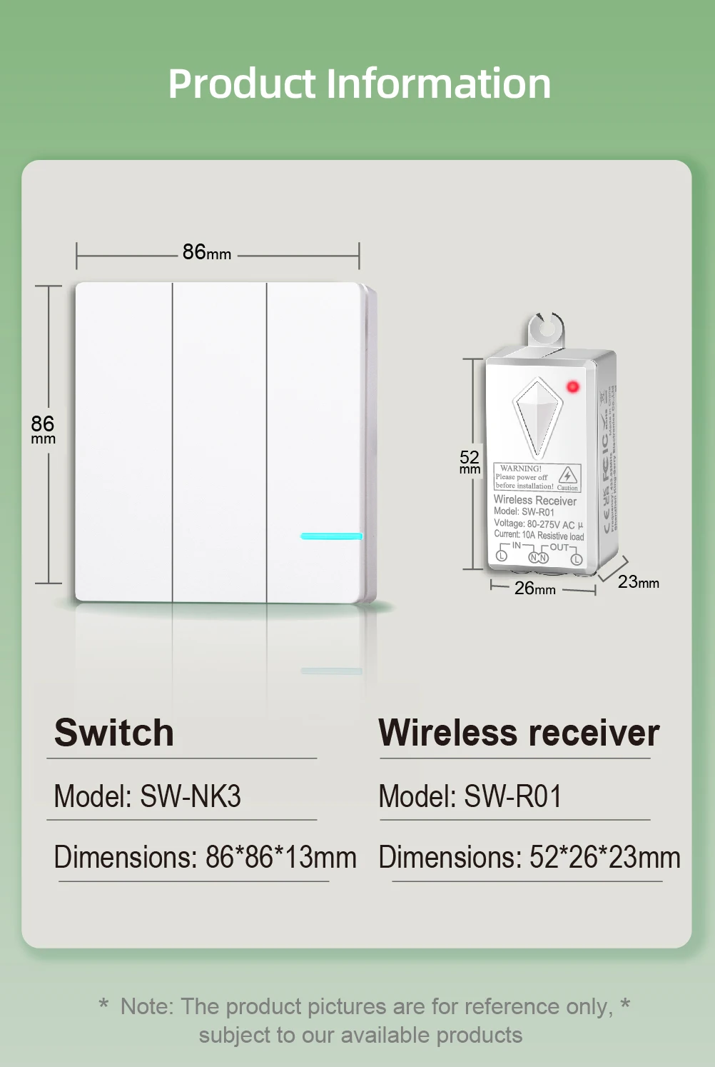 3 Gang 3 Way Wall Wireless Light Switch with Mini Receiver 6 Major ...