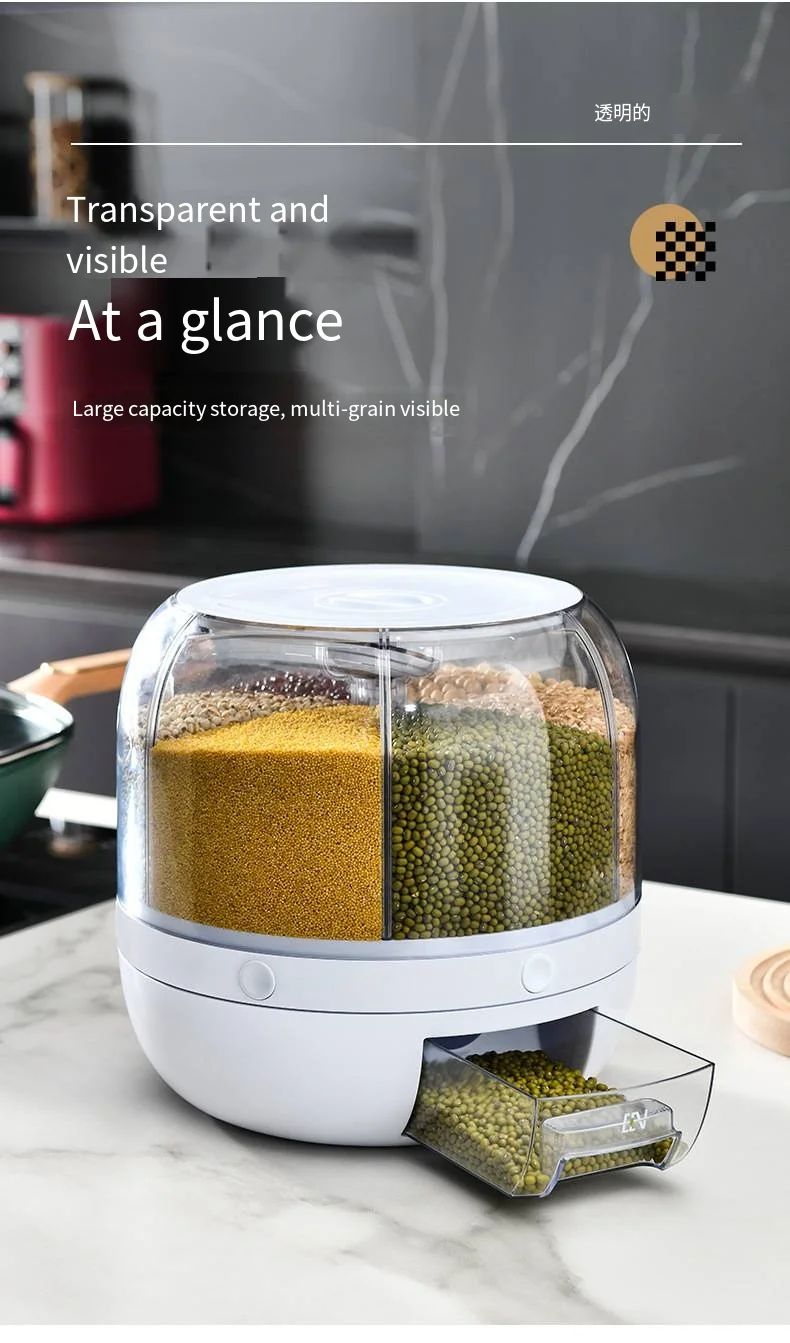 Dry Food Rotating Large Storage Container Grain Case Clear Rotatable ...