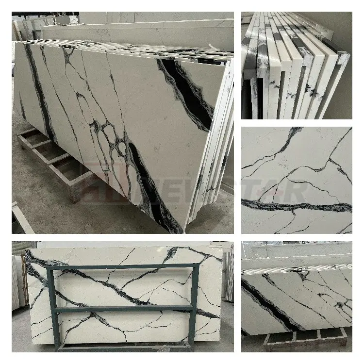 White Panda Prefab Quartz Countertop for Kitchen Artificial Quartz ...