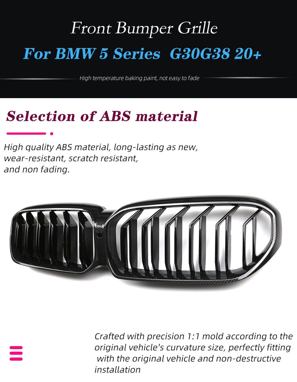 Auto Parts Front Bumper Mesh Grille Front Grill For Bmw 5 Series G30 ...