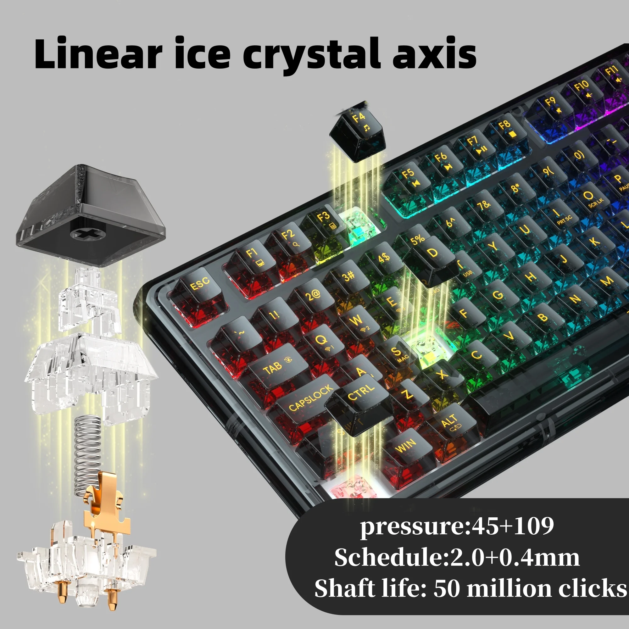 Custom 75% RGB Mechanical Gaming Keyboards Hot Swappable Transparent ...