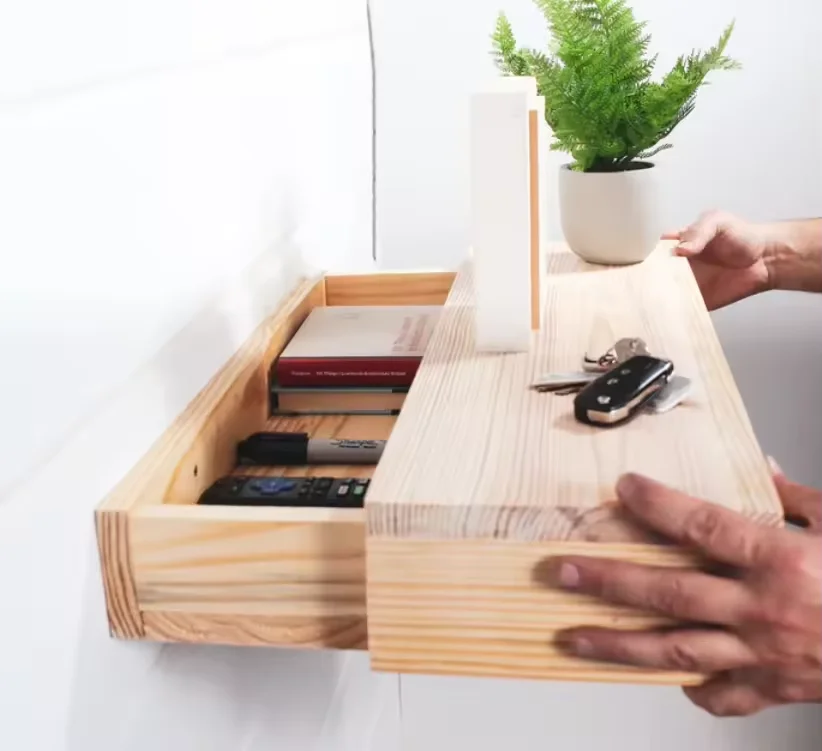 Hidden Floating Shelf Wall Mounted Shelves Floating Wall Mounted Drawer ...