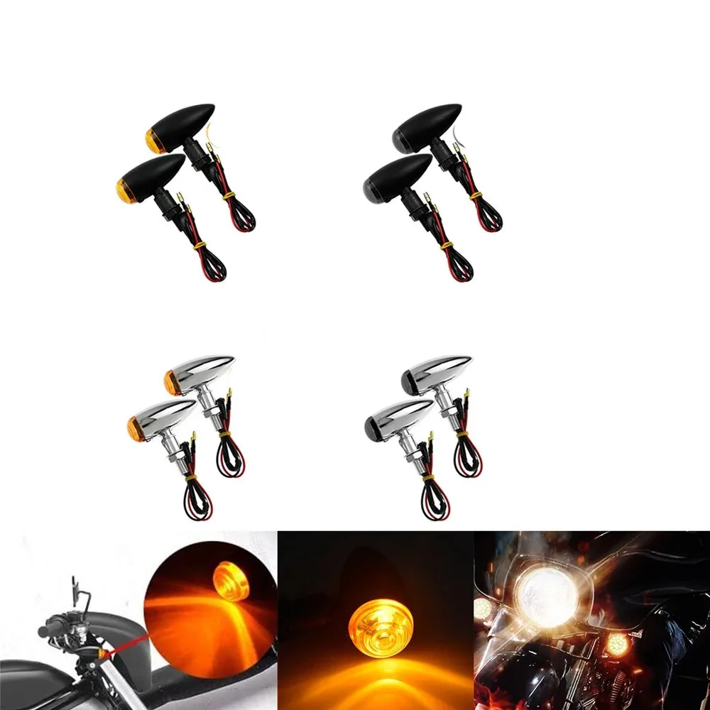 Rts Motorcycle Retro Aluminum Grill Turn Signals Bullet Shape Led Light ...