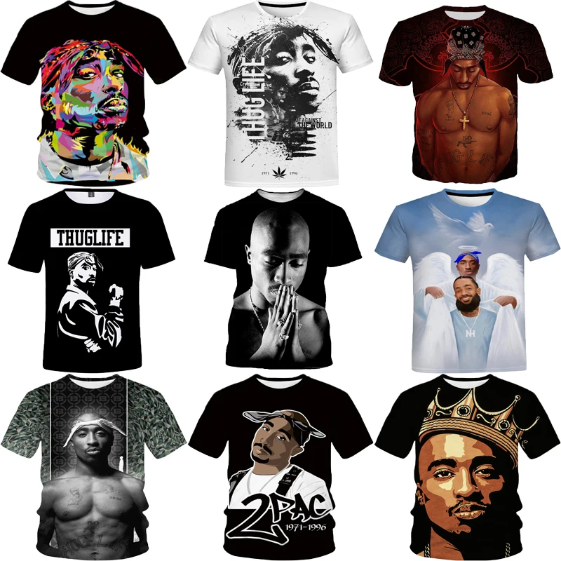 Ins Rapper 2Pac 3D Shirt for Men Hip Hop T-Shirt Tupac Short Sleeve ...
