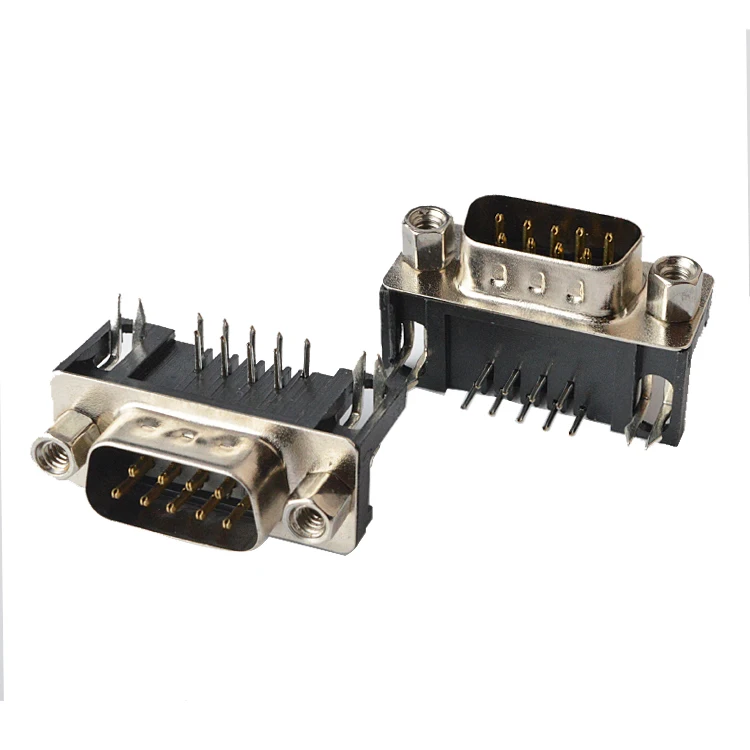 Vga Connector Male D Sub Threaded Clinch Nut 9pins Right Angle Pcb D ...