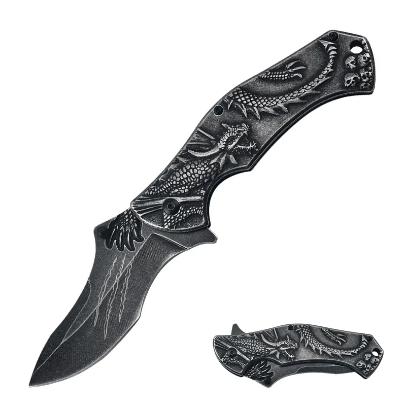 Dragon Lizards Folding Knife Outdoor Steel Pocket Knife Bushcraft Knife ...