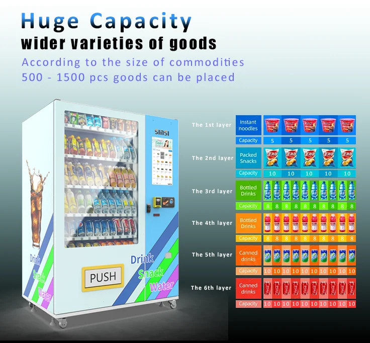 Supermarket Airport Bus Station Vending Machine for Healthy Food Drink ...