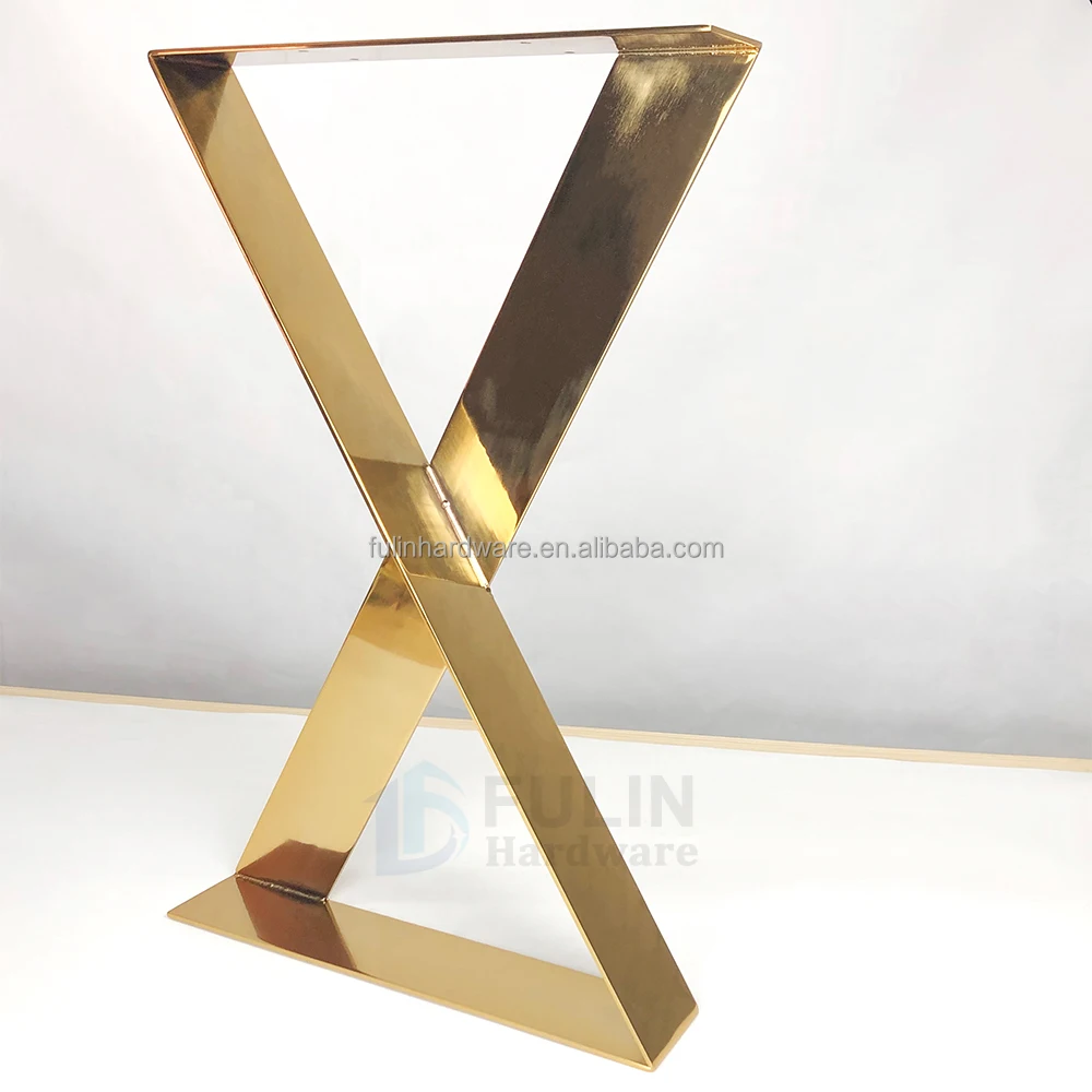 Good Price Solid Steel Brush Shinny Gold Metal Table Base BrassTable ...