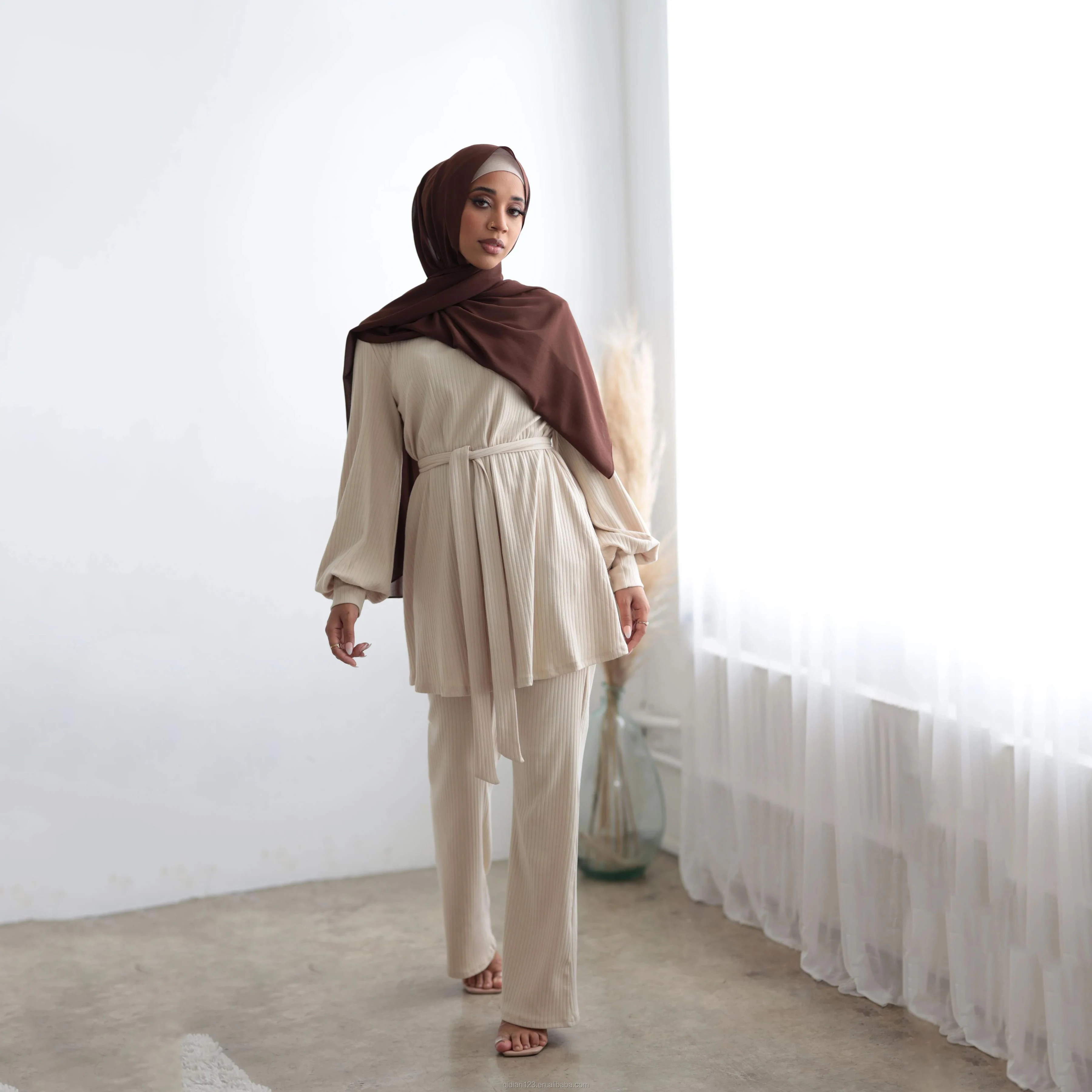 Modest Muslim Two Piece Sweater Set - Long Sleeve Abaya