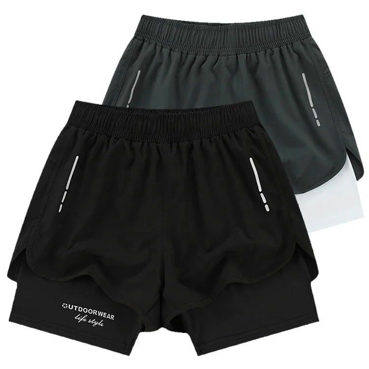 Mens Gym Shorts - 2in1 Sports Running Shorts with Compression