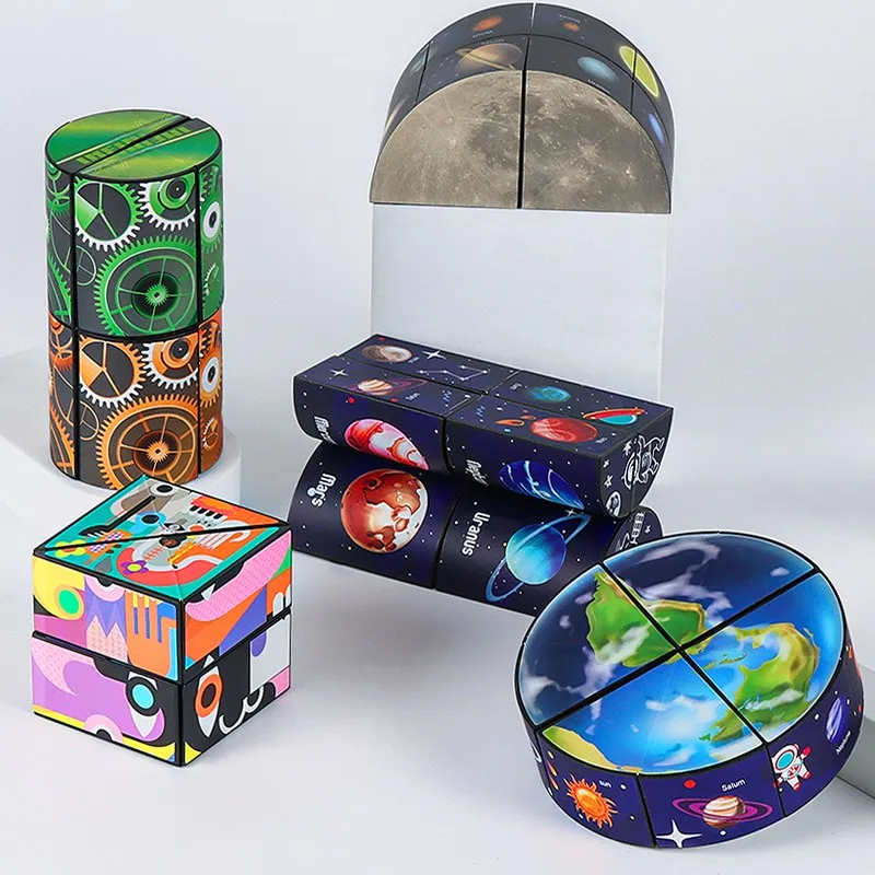 Earth Moon Starry Sky Shape Shifting Box Infinity Cube Toy Cylindrical ...