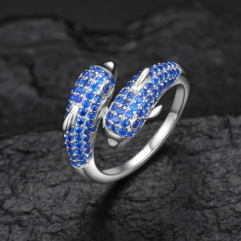 Jewelry Rings Sterling Silver Diamond Dolphin Ring Kokoma Double ...