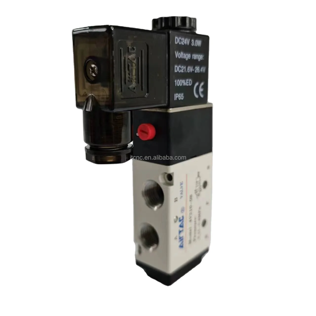 4v系列电磁阀空气调节阀4v210-08压力0.15-0.8mpa Dc24v 3w电压范围dc21.6v-26.4v Ip65数控车床 ...