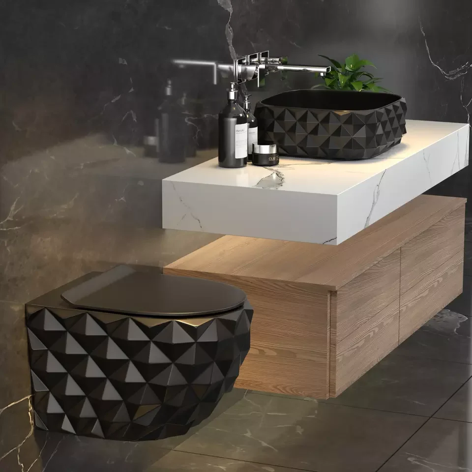 Modern Black Basin Custom Colored Toilet Bowl Ceramic Wall Mounted Wc ...
