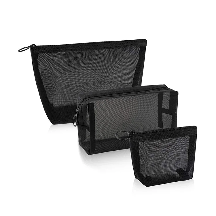 Promotional Zipper Mesh Makeup Cosmetic Bag with Custom Logo - munimoro ...