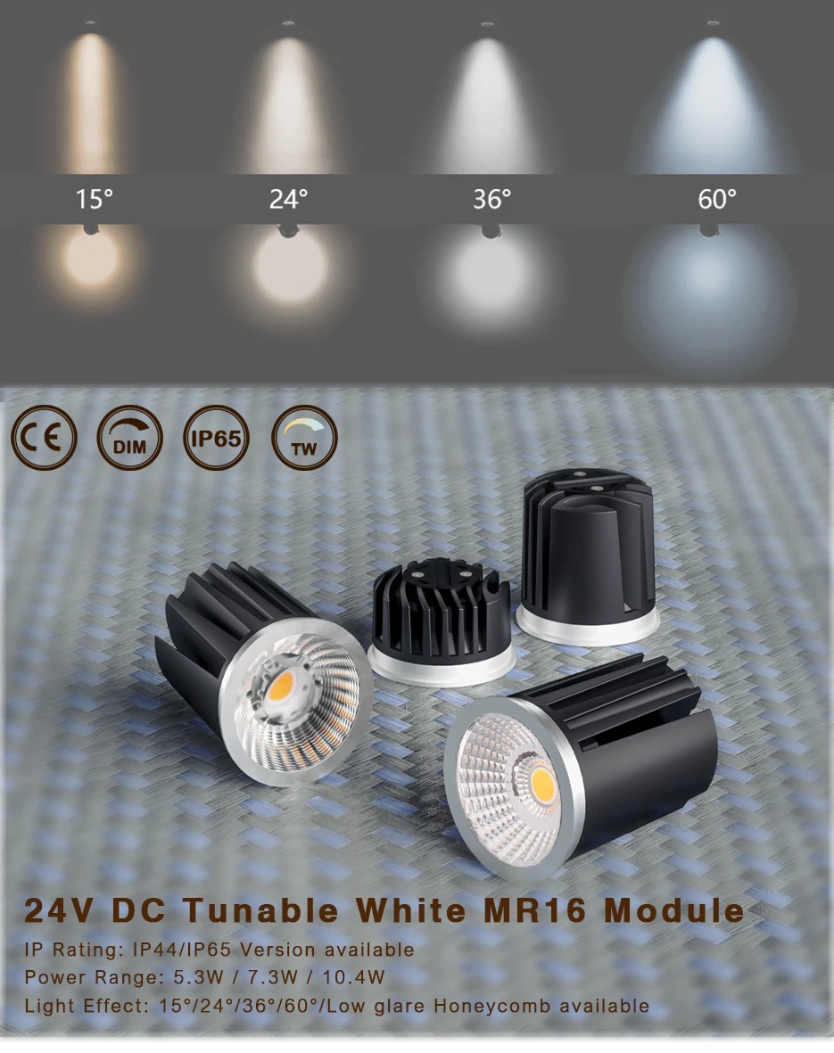 24v Dc Ra90 Tunable White Mr16 Module Cct Lumen Adjustable 2700-6500k 10.4w Mr16 Led Module ...