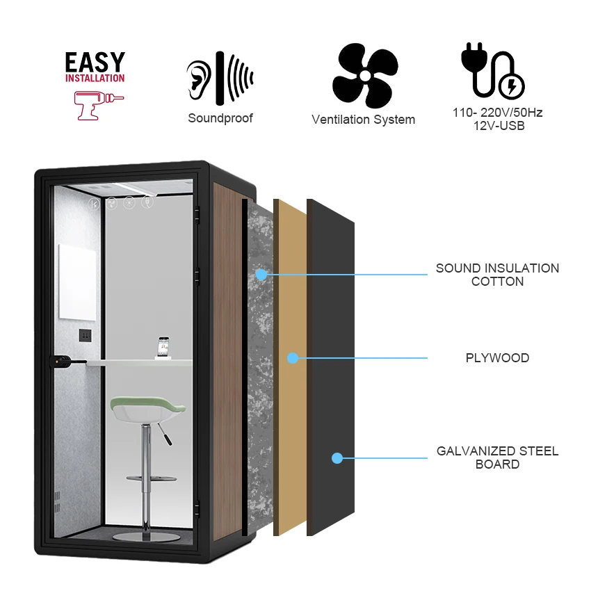 Portable Sound Proof Booth - Ideal for Home Office & More