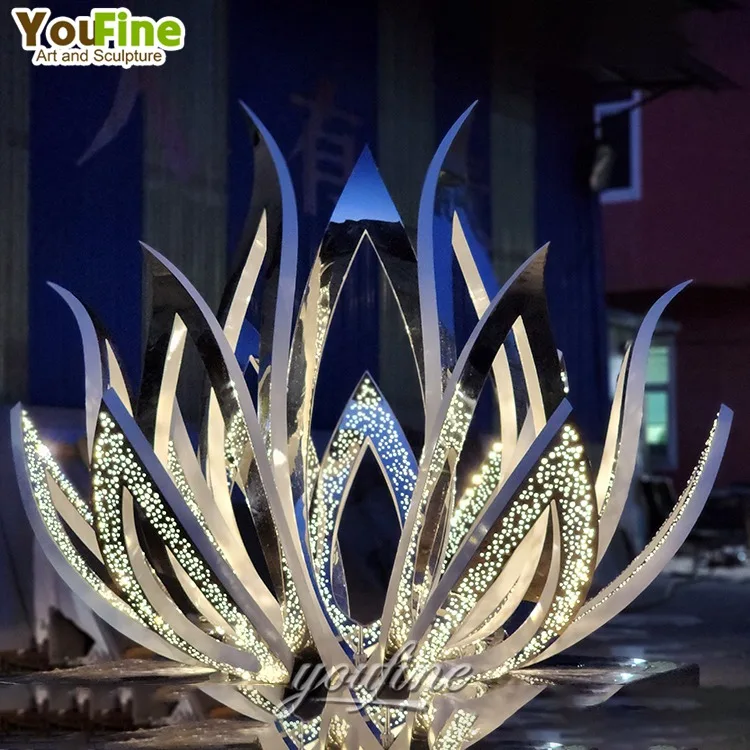 Beautiful Outdoor Garden Stainless Steel Metal Lotus Flower Sculpture ...