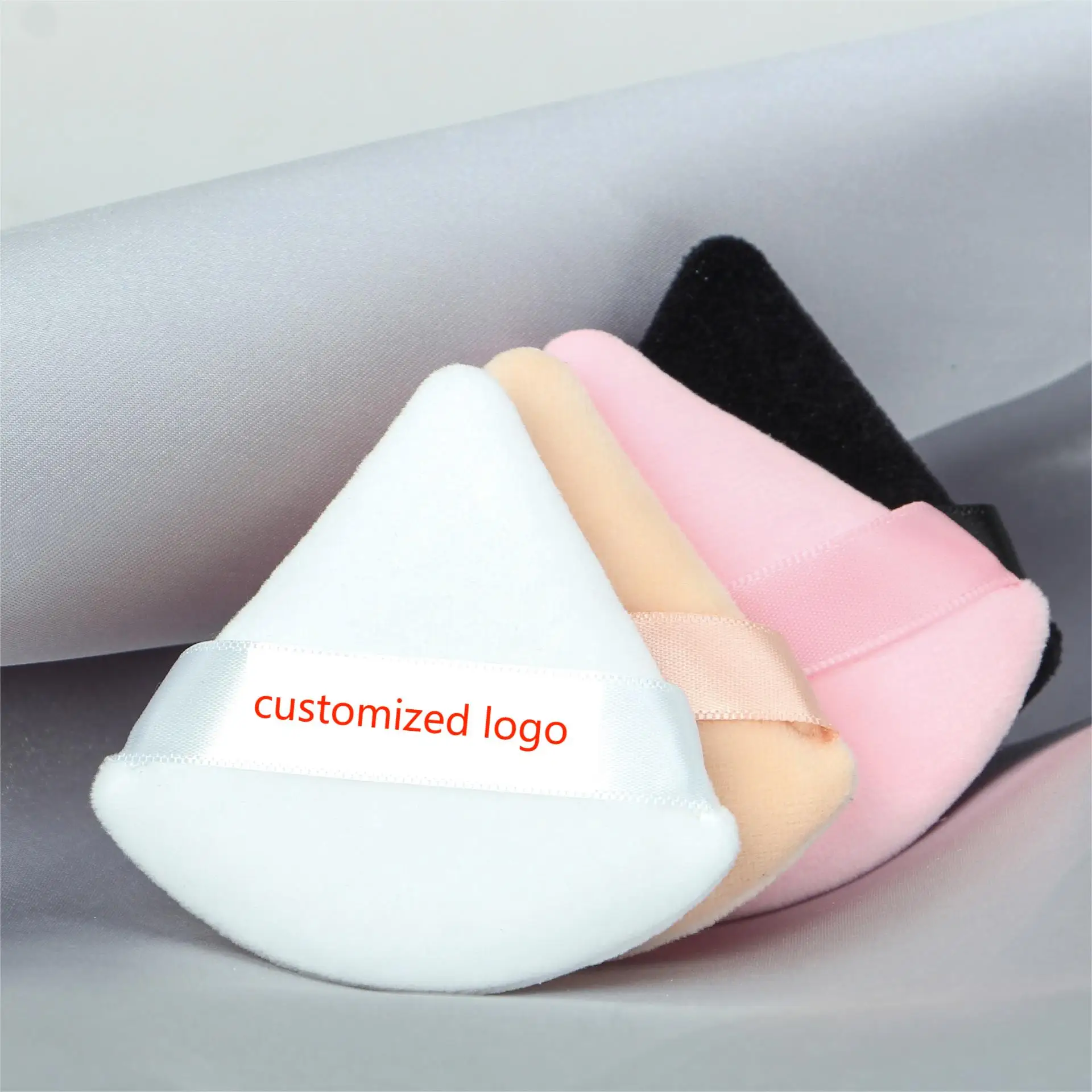 Black Triangle Powder puff Fan short pile dry Powder puff Crystal pile ...