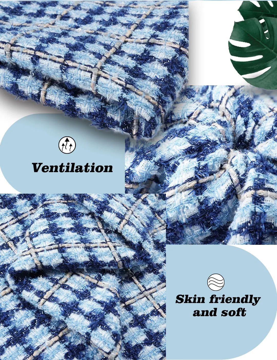 High Quality Twill Tweed Fabric Women Garment Polyester Woven Tweed ...