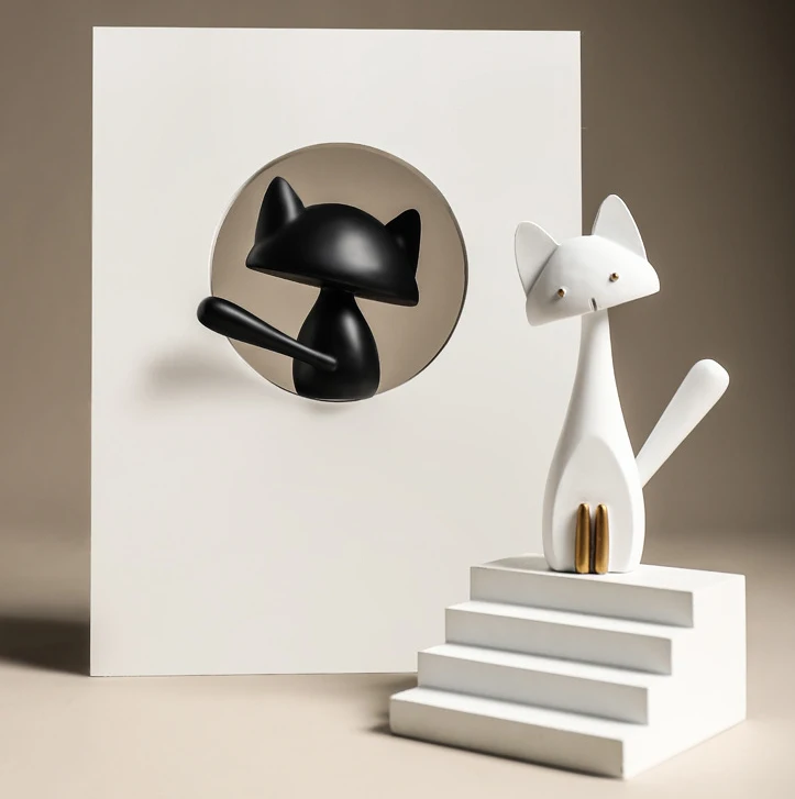 Cute Figurines Miniature Cartoon Animal Cat Resin Ornament Micro ...