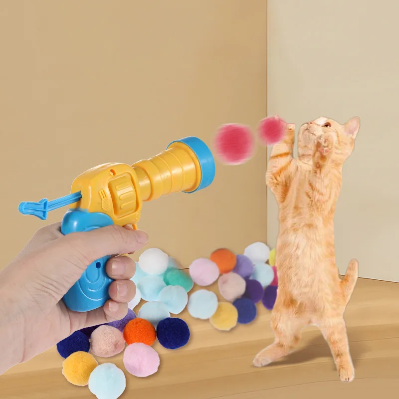 New Style Pet Toy Gun WIth Hairy Balls Cat Toys LAUNCHER for Indoor ...