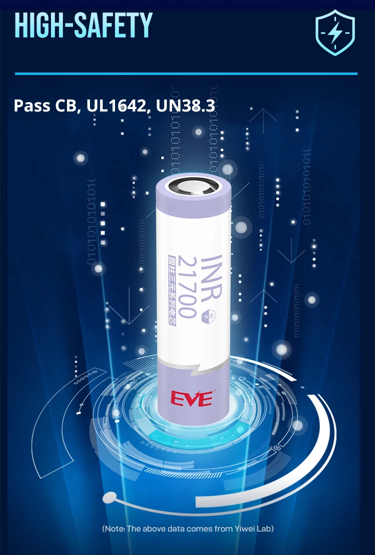 Eve 21700 40p Case Battery 21700 E Bike 4000mah For Flashlights 3.6v ...