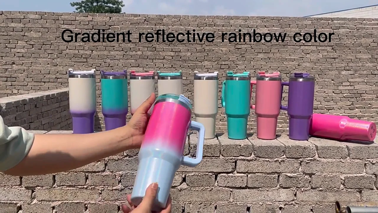 New Gradient Iridescence Paint 40oz Glitter Travel Coffee Mug Cup 40 Oz ...