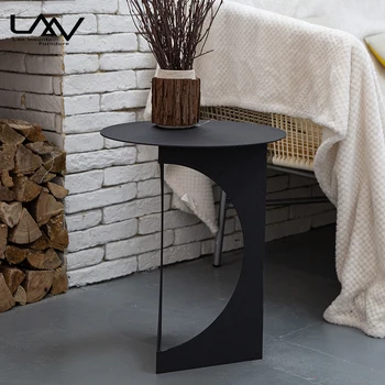 Creative Design Metal Round Side Table Living Room Bedroom Simple Black ...